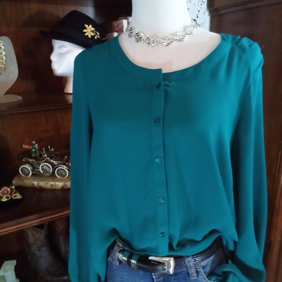 Spense | Tops | Emerald Green Blouse By Spense Sz Large Nwot | Poshmark